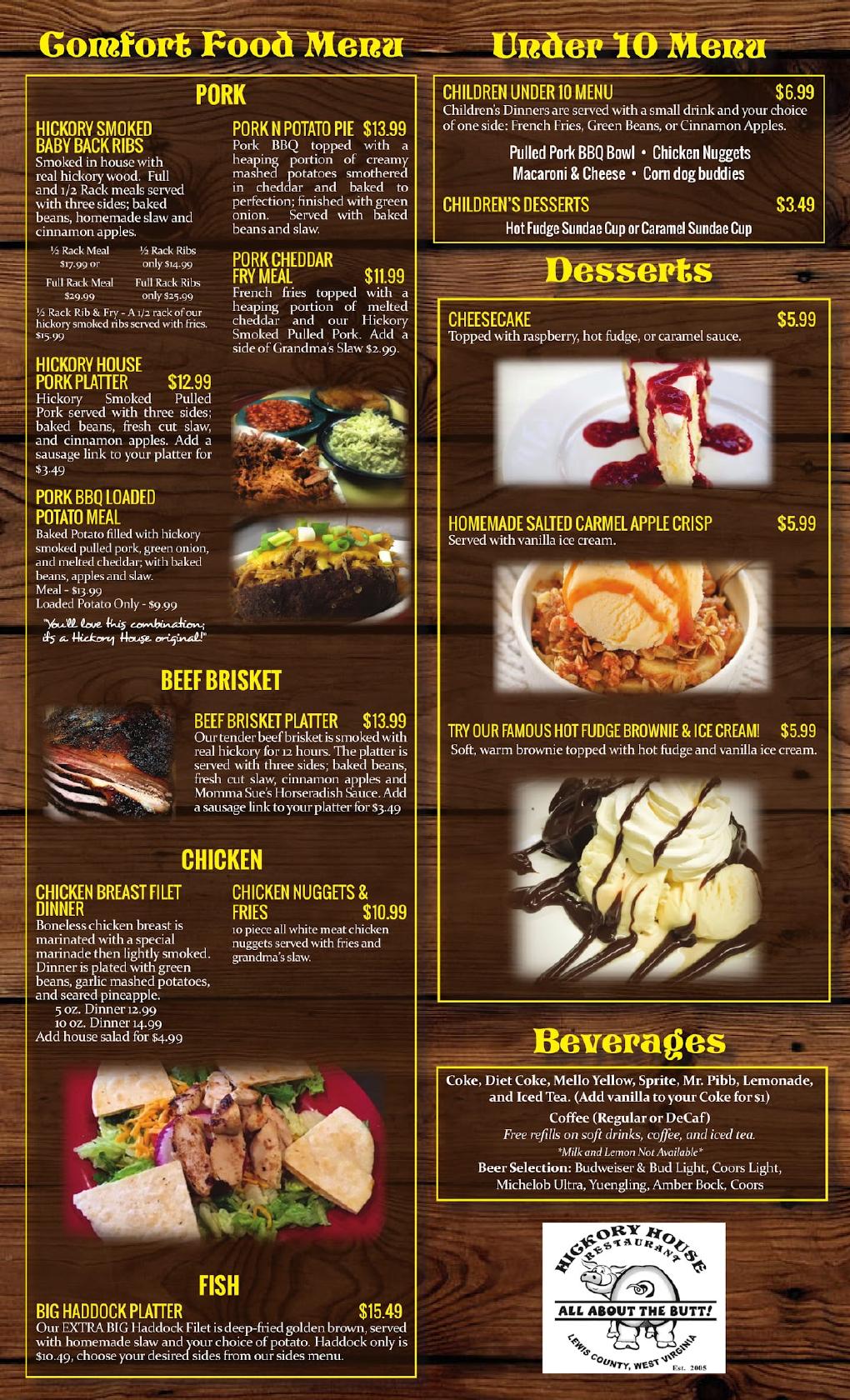Menu at Hickory House BBQ, Weston