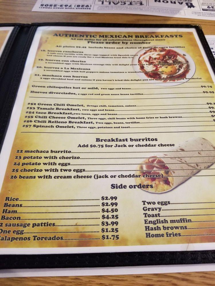 Menu at Lizzy's Kitchen restaurant, Bullhead City, AZ-95