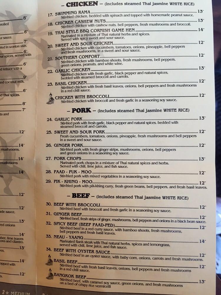 Menu at Sawadee Thai Cuisine restaurant, Sequim