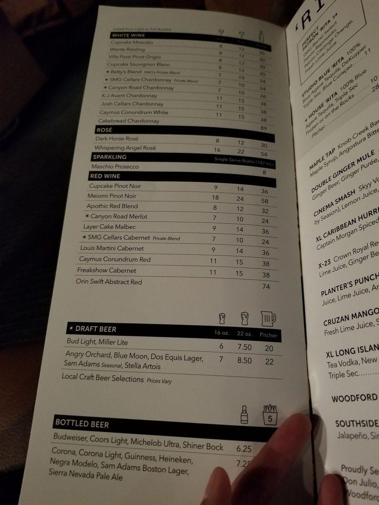 Menu at Studio Movie Grill pub & bar, The Colony, State Hwy 121
