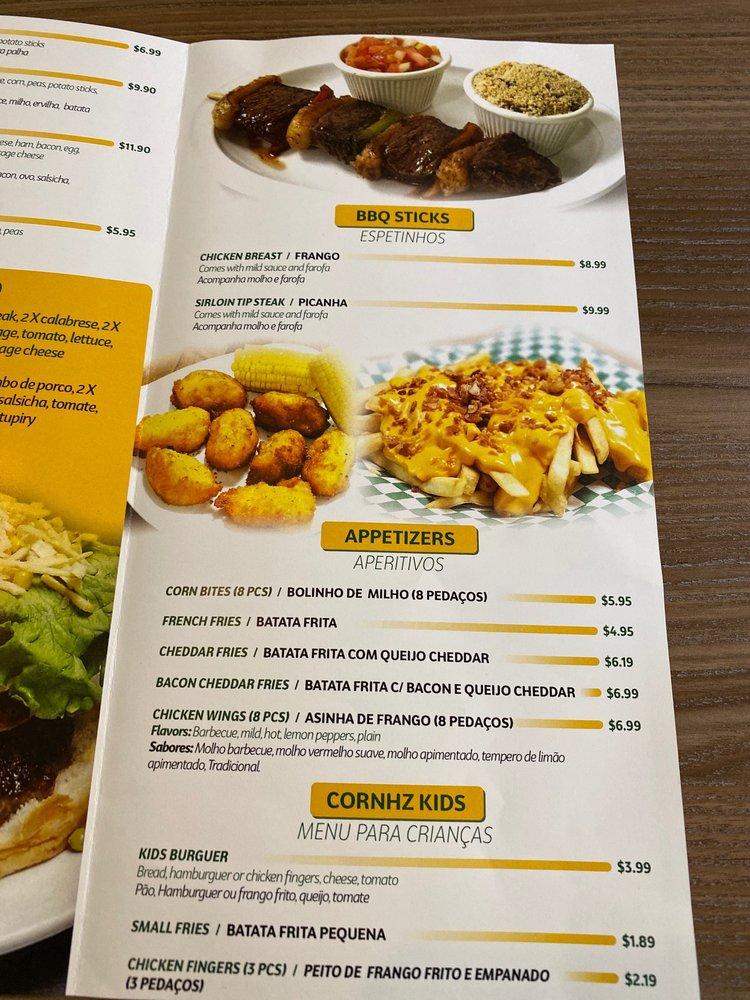 Menu at The Corn House restaurant, Marietta