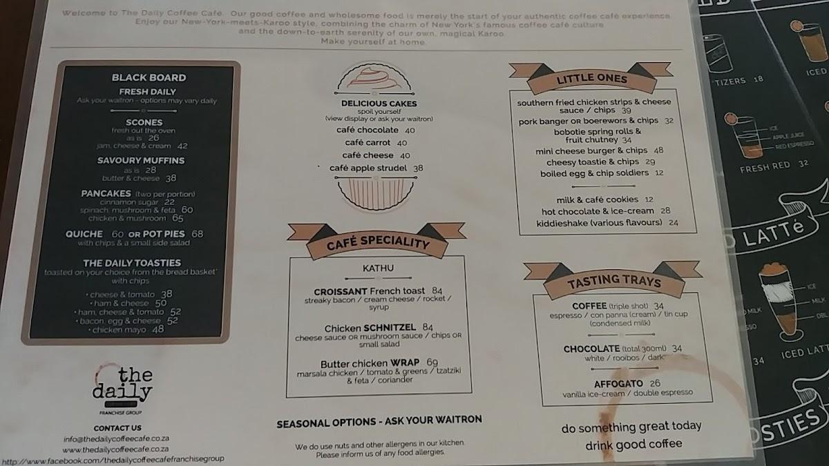 Menu at The Daily restaurant, Kathu