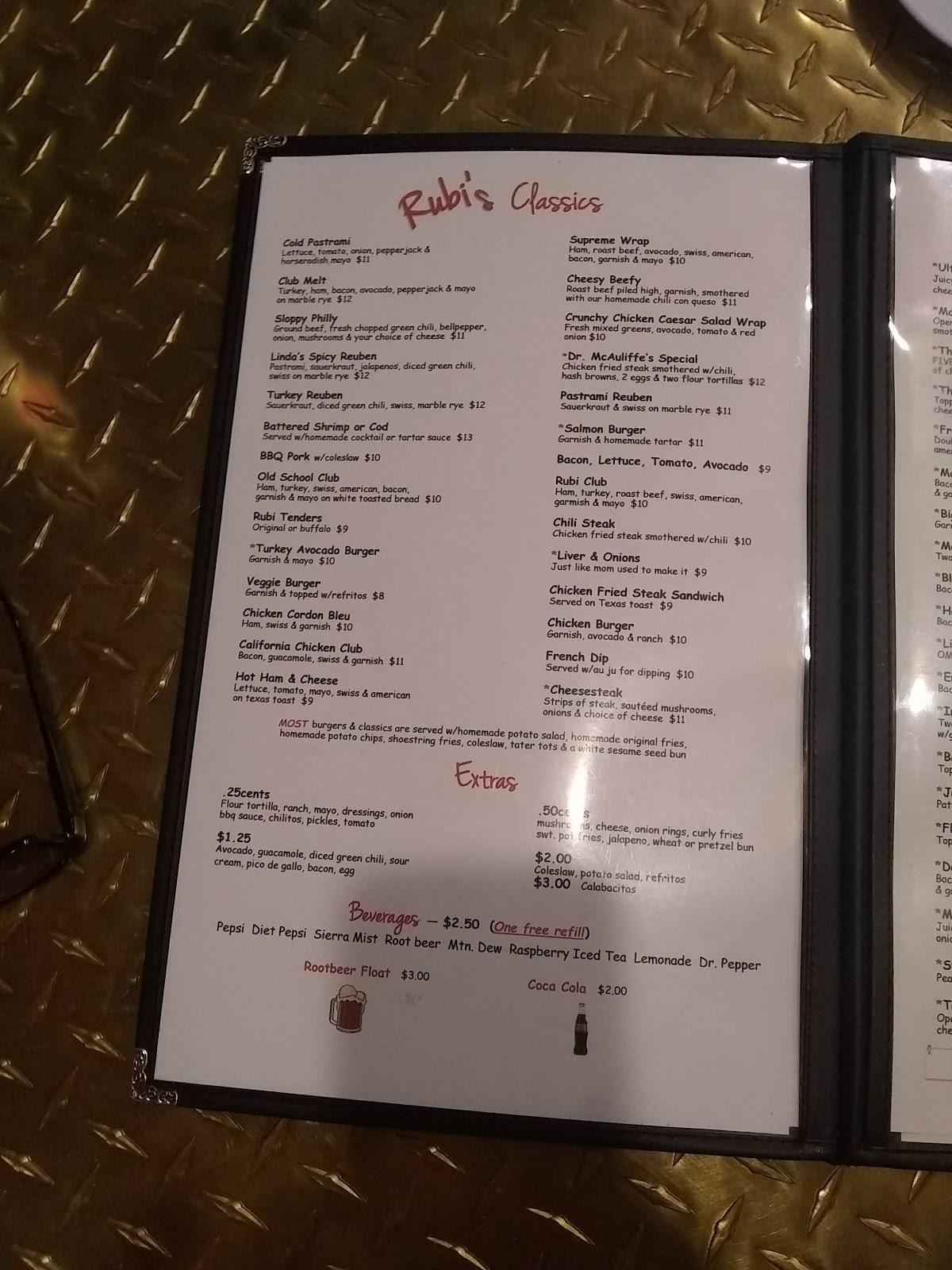 Menu at The Rubi Slipper LLC desserts, Alamosa