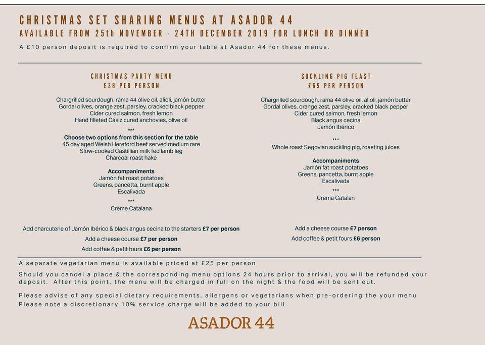 Menu at Parador 44 restaurant, Cardiff