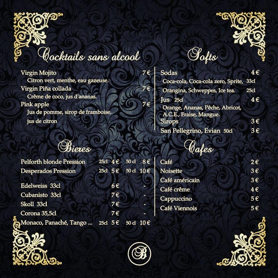 Menu at Babylon Lounge pub & bar, Nice
