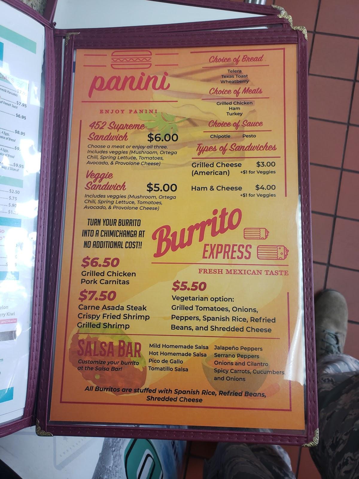 Menu at Back Street Grill cafe, March Air Reserve Base, 870 Adams Ave