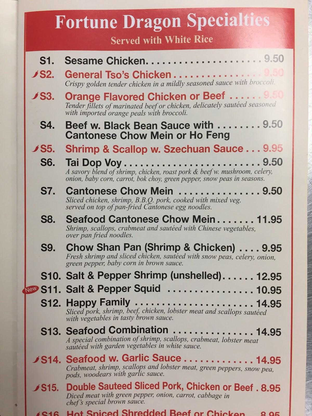 Menu at Fortune Dragon Chinese Restaurant, Mississauga