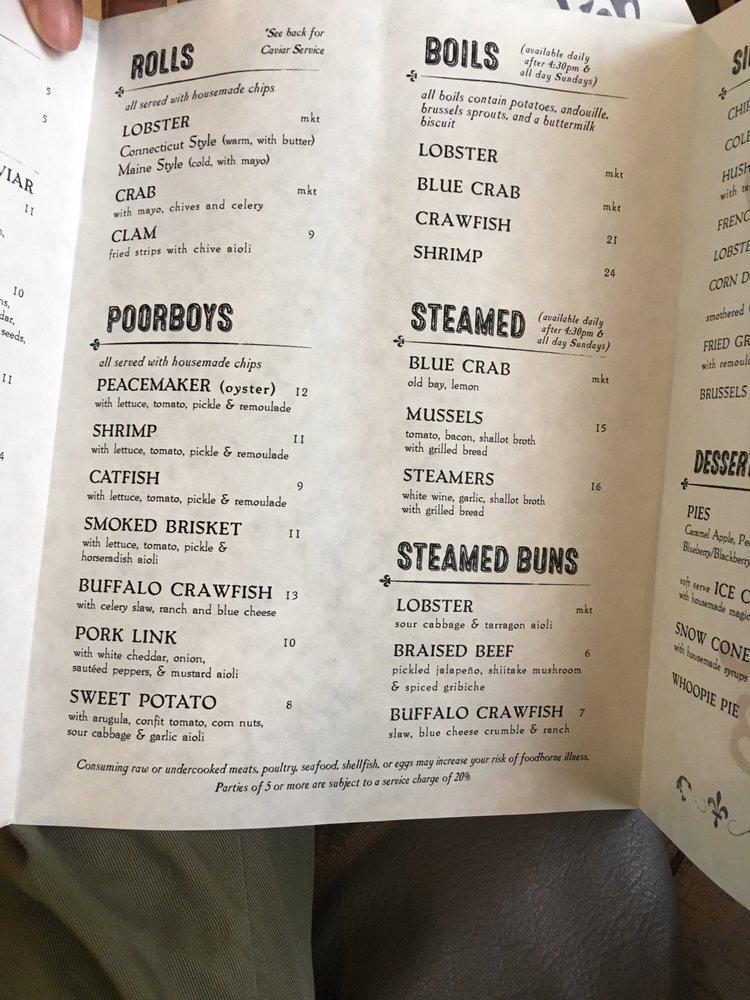 Menu at Peacemaker Lobster & Crab restaurant, St. Louis