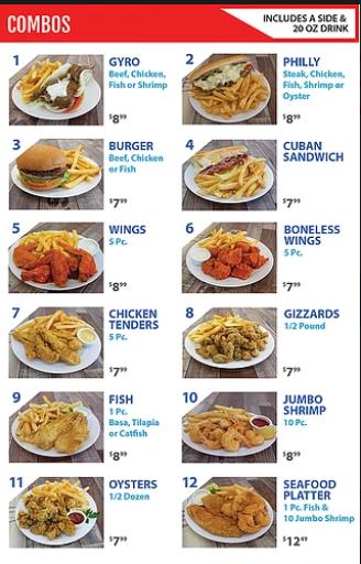 Menu at Sam's Seafood & Chicken restaurant, Leesburg
