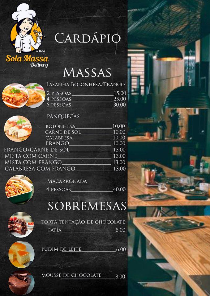 Menu at Sola Massa pizzeria, Campina Grande