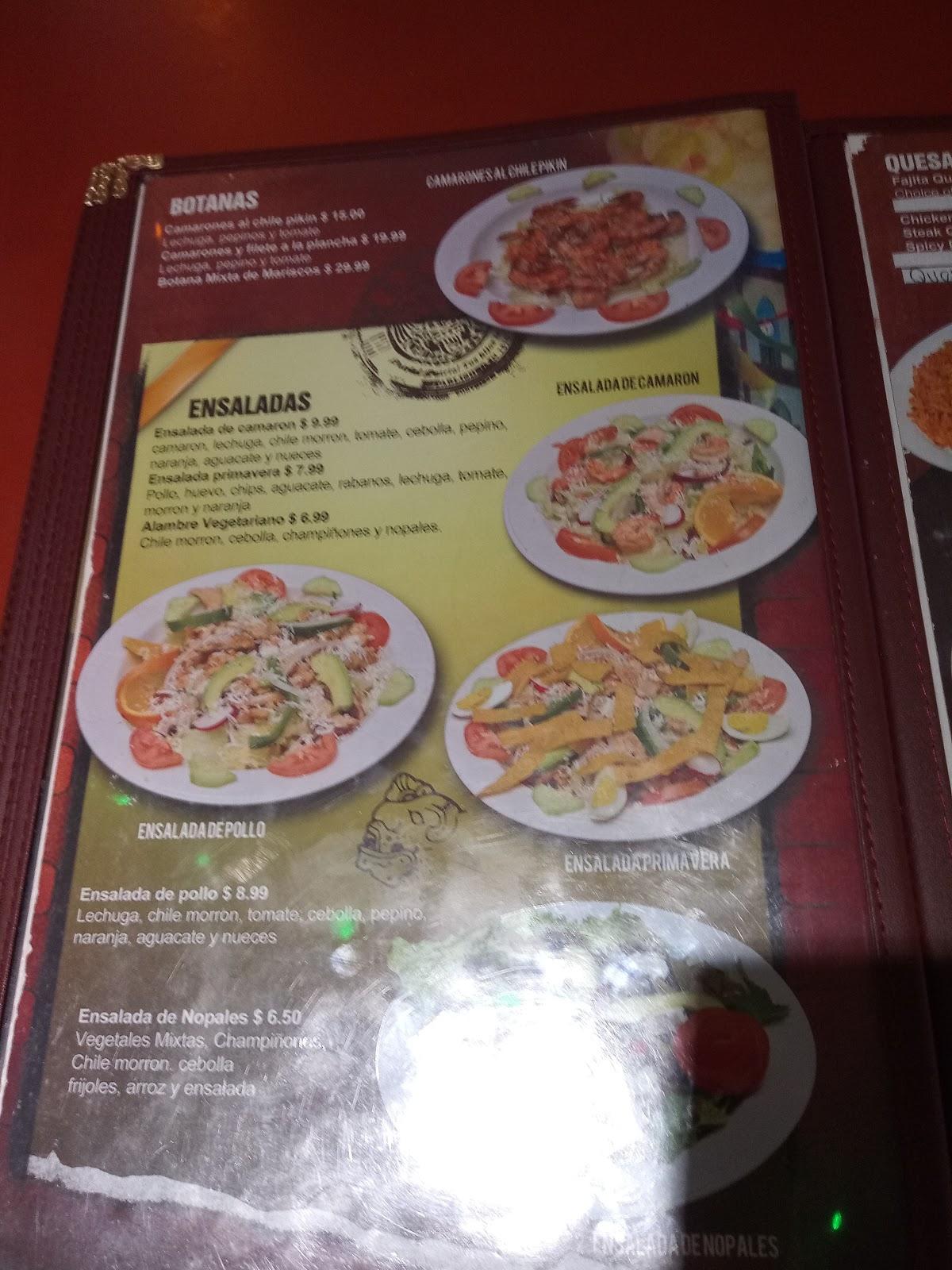 Menu at Tajin Mexican Bar and Grill, Indianapolis