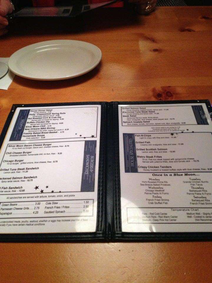 Menu at The Silver Moon pub & bar, USA, Greensboro Rd