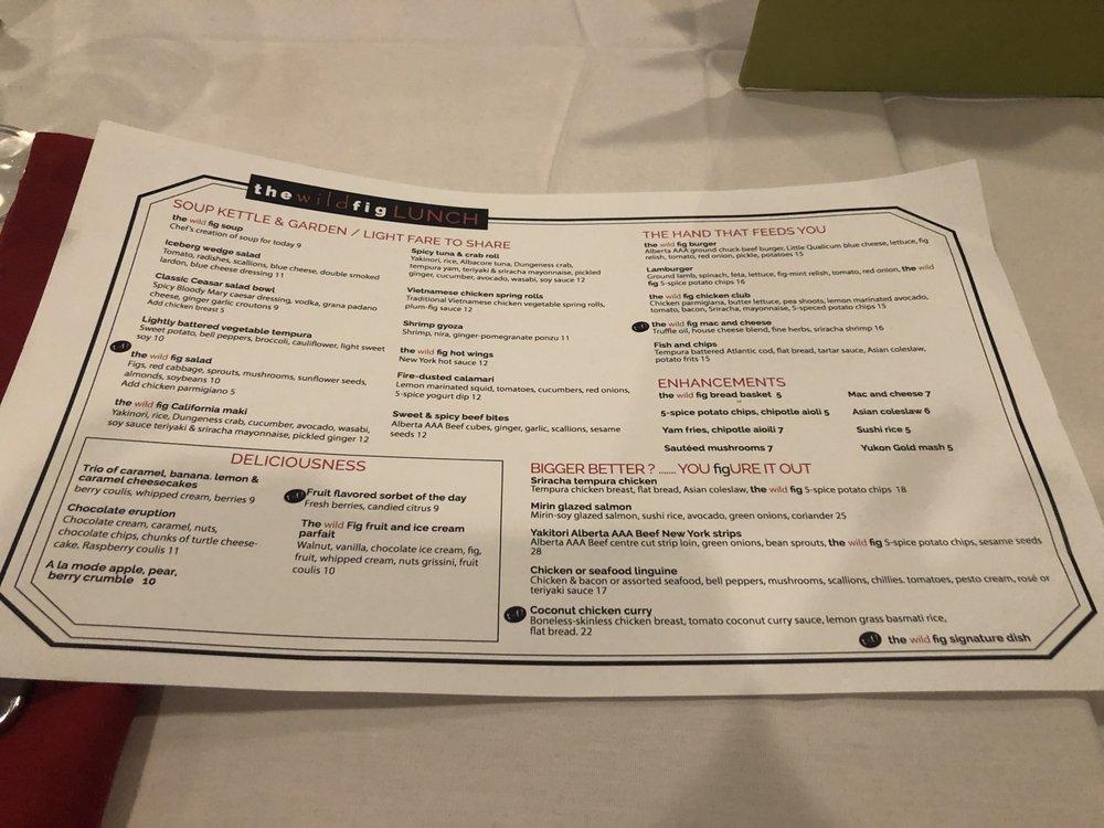 Menu at The Wild Fig Restaurant + Bar, Coquitlam