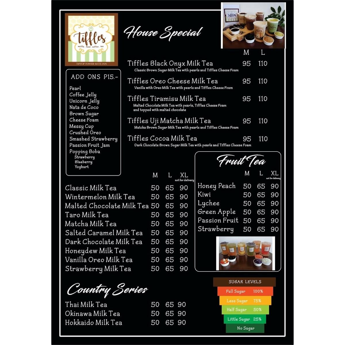 Menu at Tiffles at TipTop Hotel cafe, Dumaguete