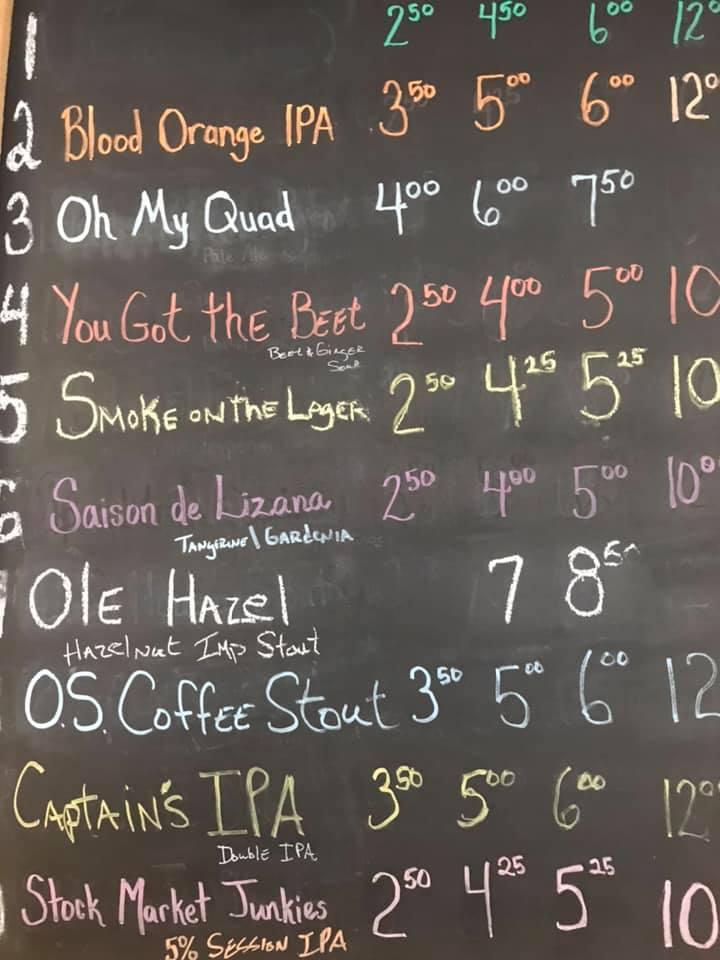 Menu at Hops and Growlers, Ocean Springs