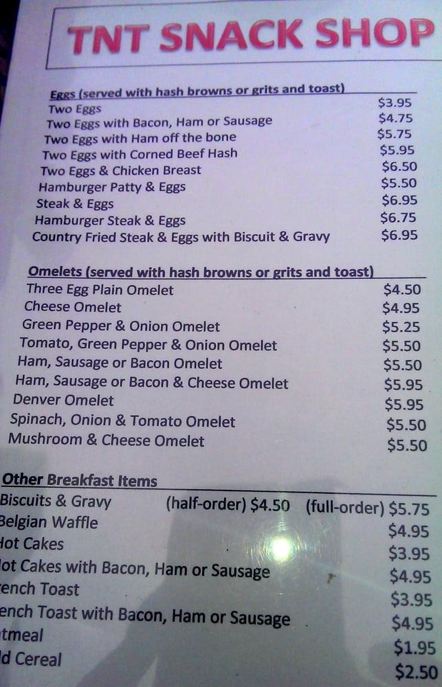Menu at T N T's Snack Shop cafe, Arlington Heights