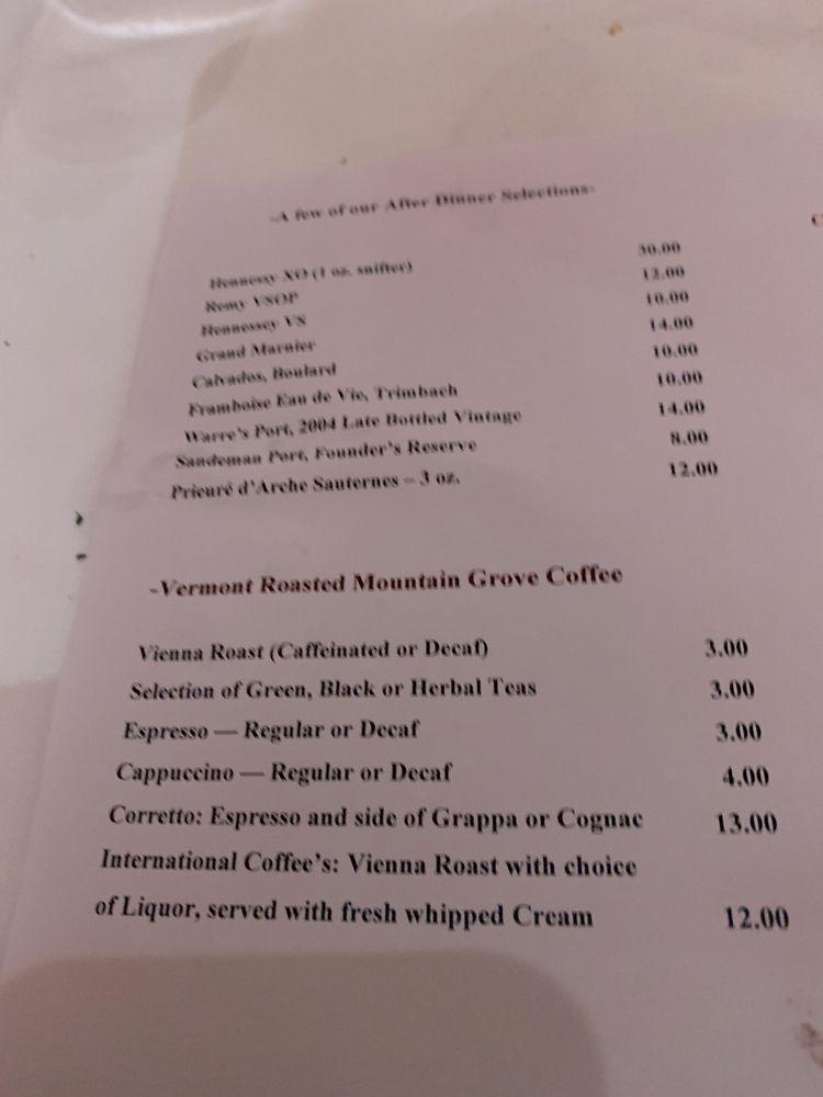 Menu at The Prince & The Pauper Restaurant, Woodstock