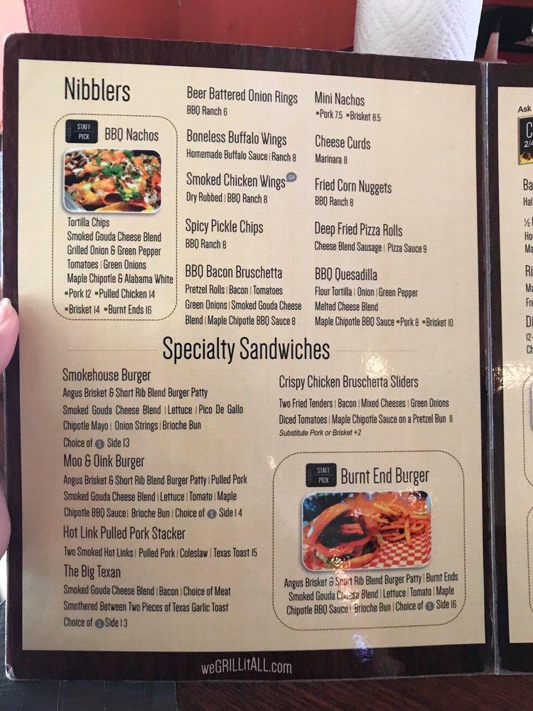 Menu at BBQ'd Productions, Third Lake