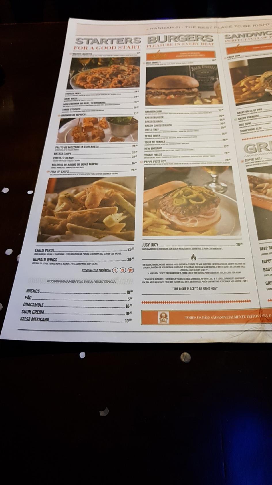 Menu at Hangar 51 pub & bar, Sorocaba
