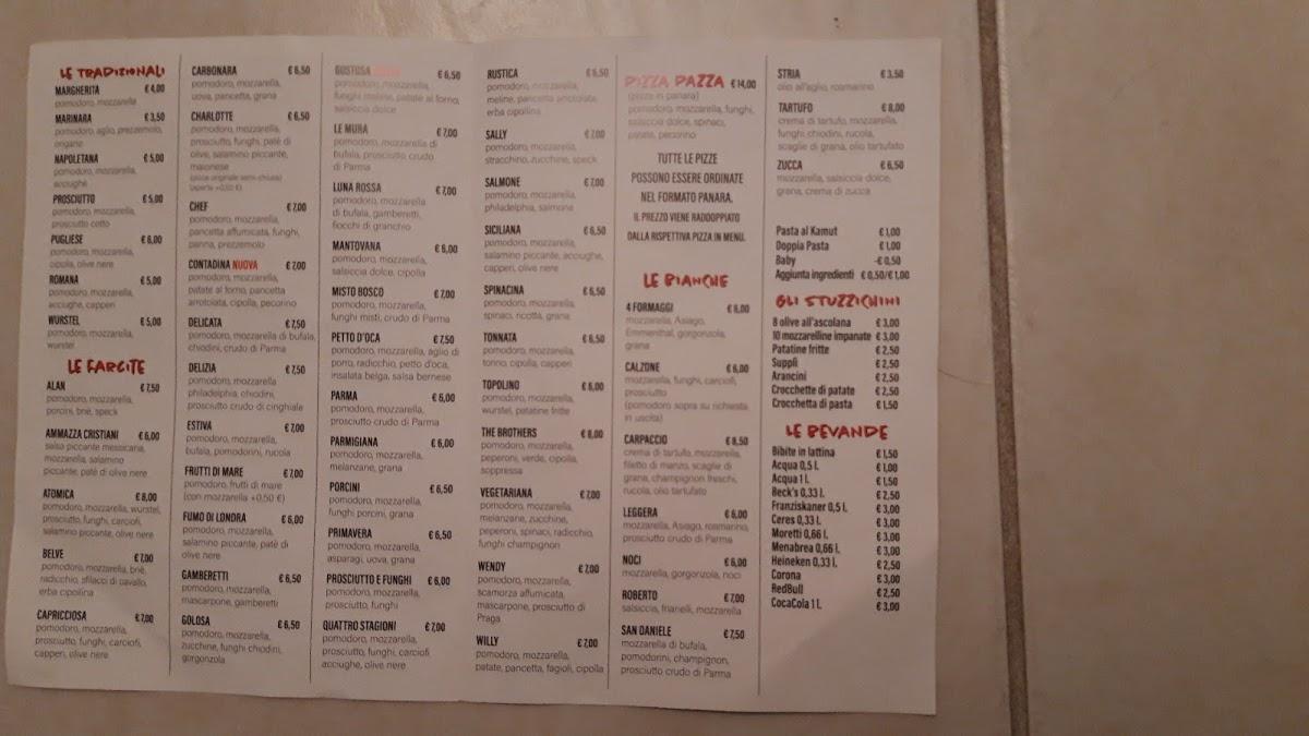 Menu da The Brothers pizzeria d'asporto, Legnago