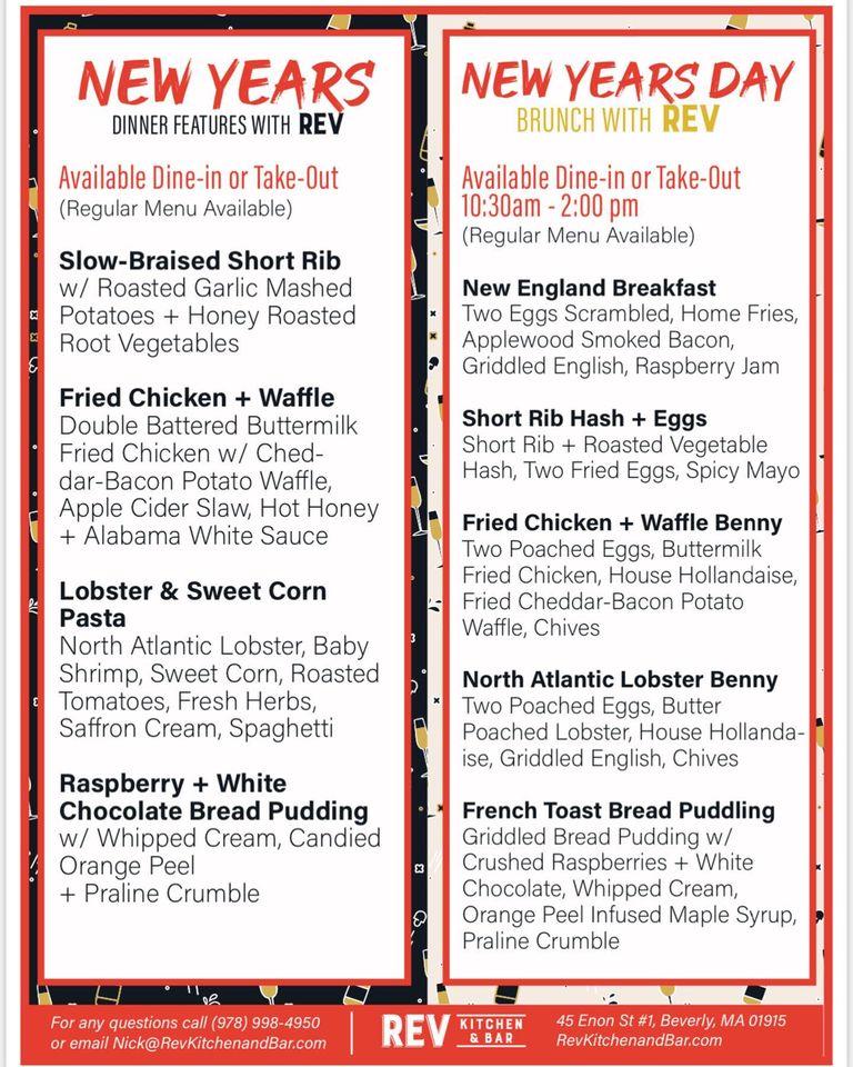 Menu at REV Kitchen & Bar, Beverly, 45 Enon St #1