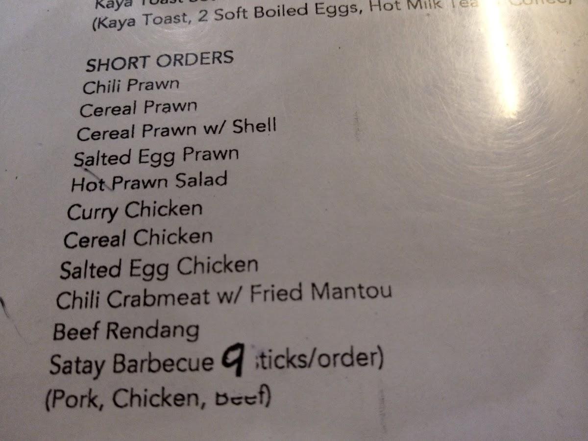 Menu at Shiok Shiok Singaporean Restaurant, Quezon City