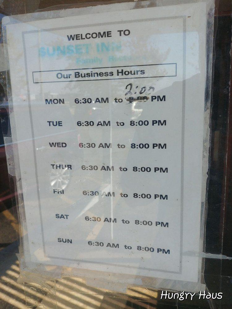 Menu at Sunset Inn Restaurant, Amboy