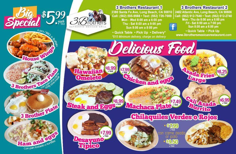 Menu at 3 Brothers Restaurant Atlantic, Long Beach