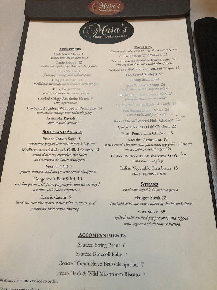 Menu at Mara's Continental Cuisine steakhouse, South Amboy, NJ-35