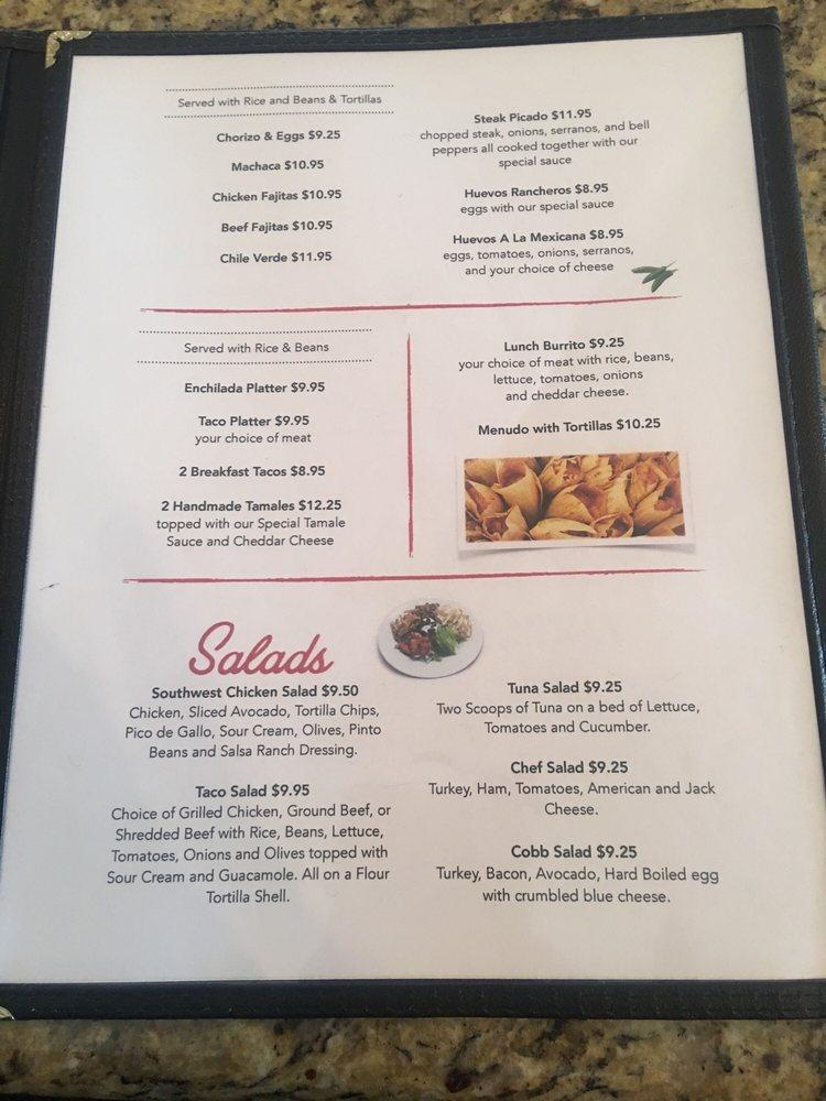 Menu at Patty's Cafe, Rosamond