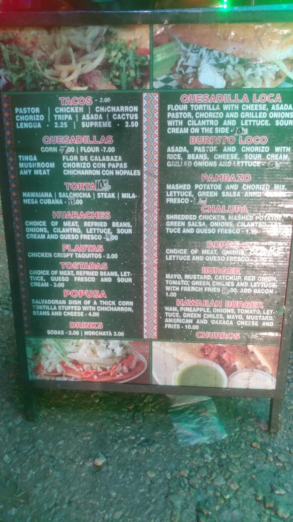 Menu at Tacomania food truck restaurant, Columbus, 590-129876