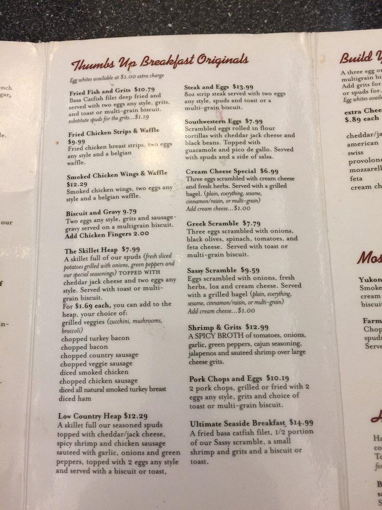 Menu at Thumbs Up Diner restaurant, Douglasville