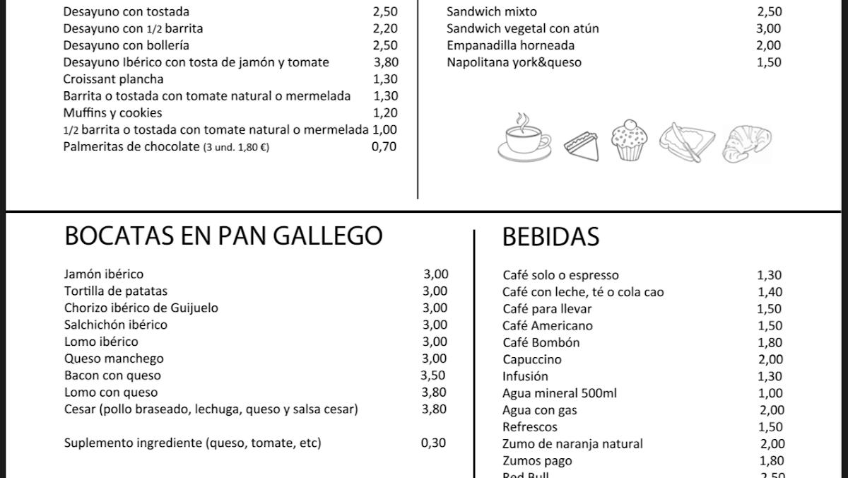 Carta de El Café Financiero Smart Cafe, Madrid