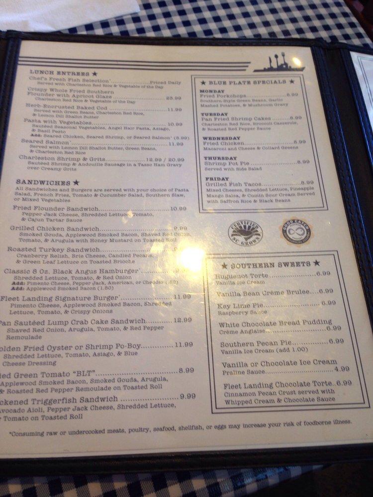 Menu at Fleet Landing Restaurant & Bar, Charleston