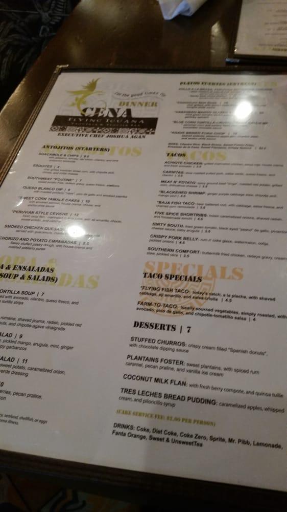 Menu at Flying Iguana Taqueria & Tequila Bar, Neptune Beach