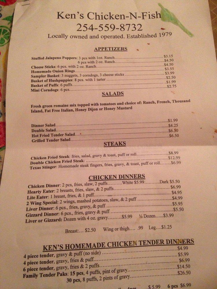 Menu at Ken's Chicken-N-Fish restaurant, Breckenridge