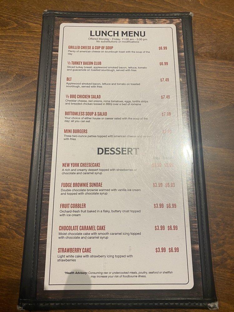 Carta del pub y bar No. 9 Grill, Cambridge City