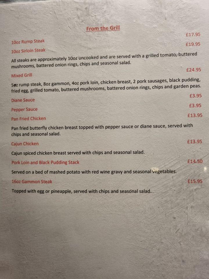 Menu at The Ship Inn pub & bar, Saltburn-by-the-Sea, Saltburn Rd
