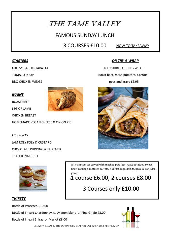 Menu at Tame Valley Hotel pub & bar, Dukinfield