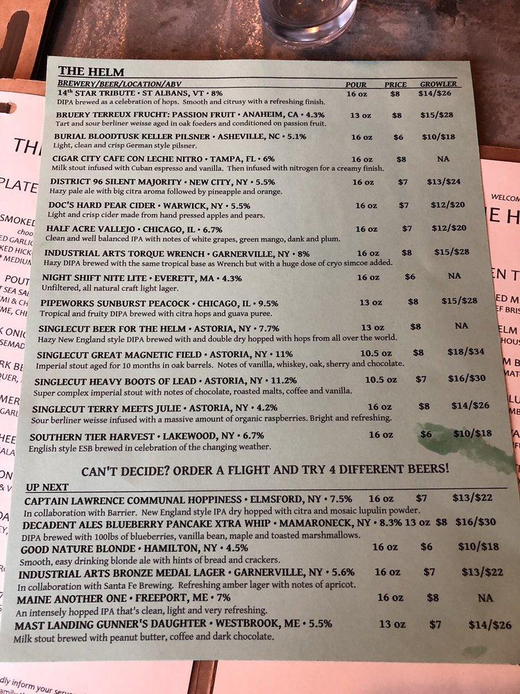 Menu at The Helm pub & bar, Greenwood Lake, 649 Jersey Ave