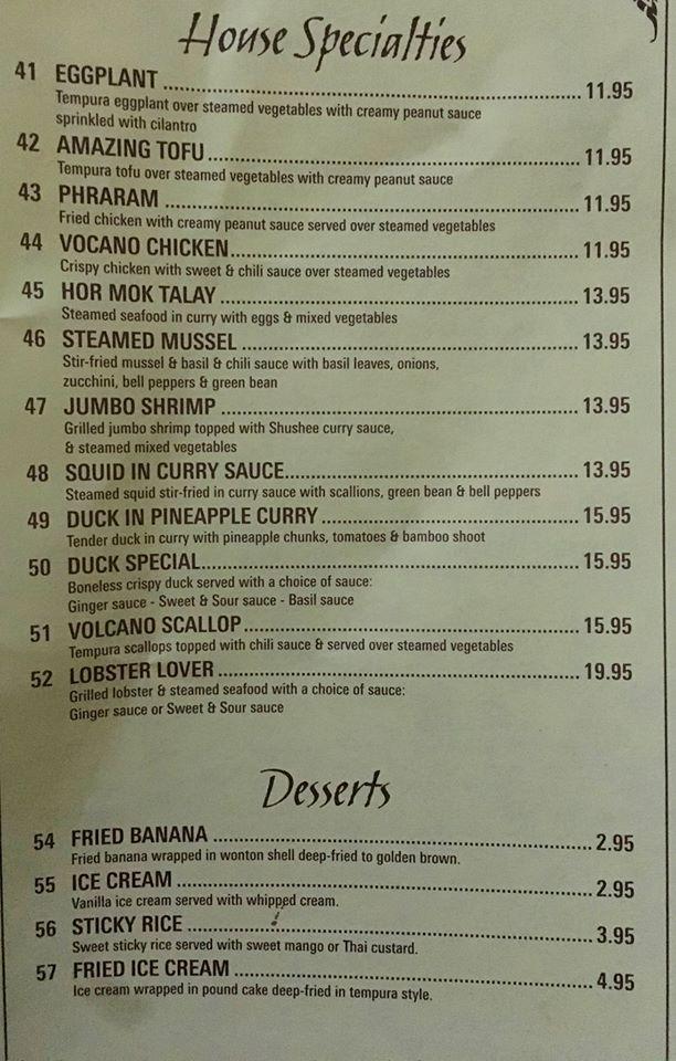 Menu at Chiang Mai Thai Restaurant, Saint Petersburg