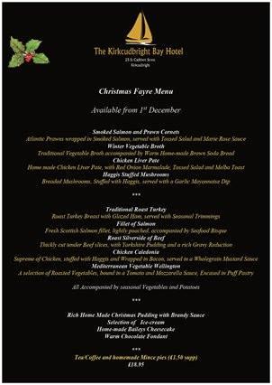 Menu at The Kirkcudbright Bay Hotel pub & bar, Kirkcudbright