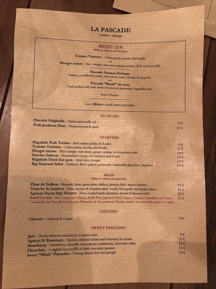 Menu at La Petite Régalade restaurant, Paris, 14 Rue Daunou