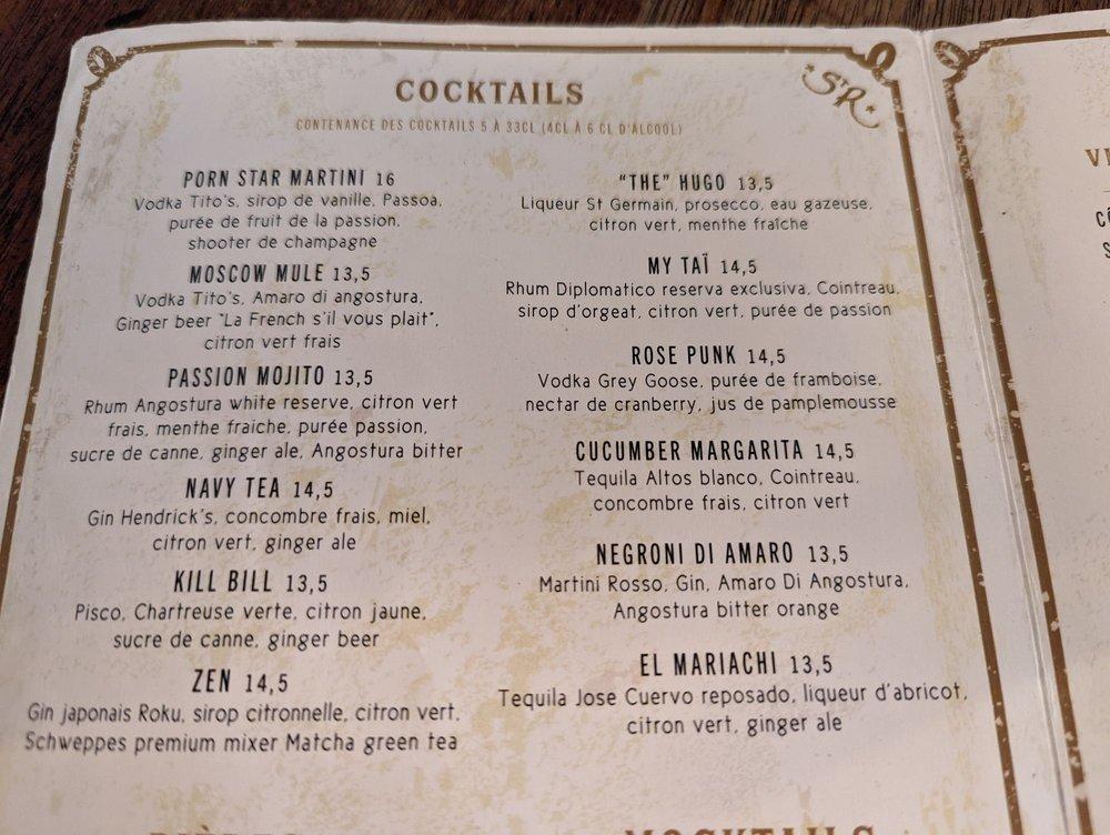 Menu at LE SAINT-REGIS - PARIS restaurant, Paris