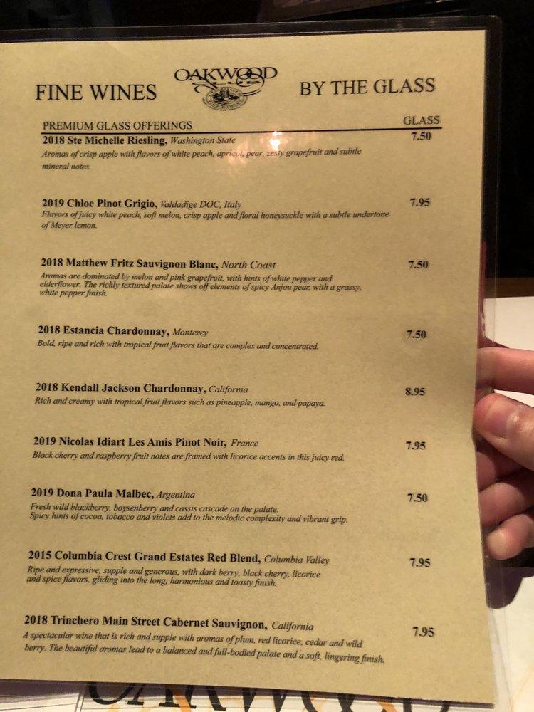 Menu at Oakwood Club, Oakwood, Far Hills Ave