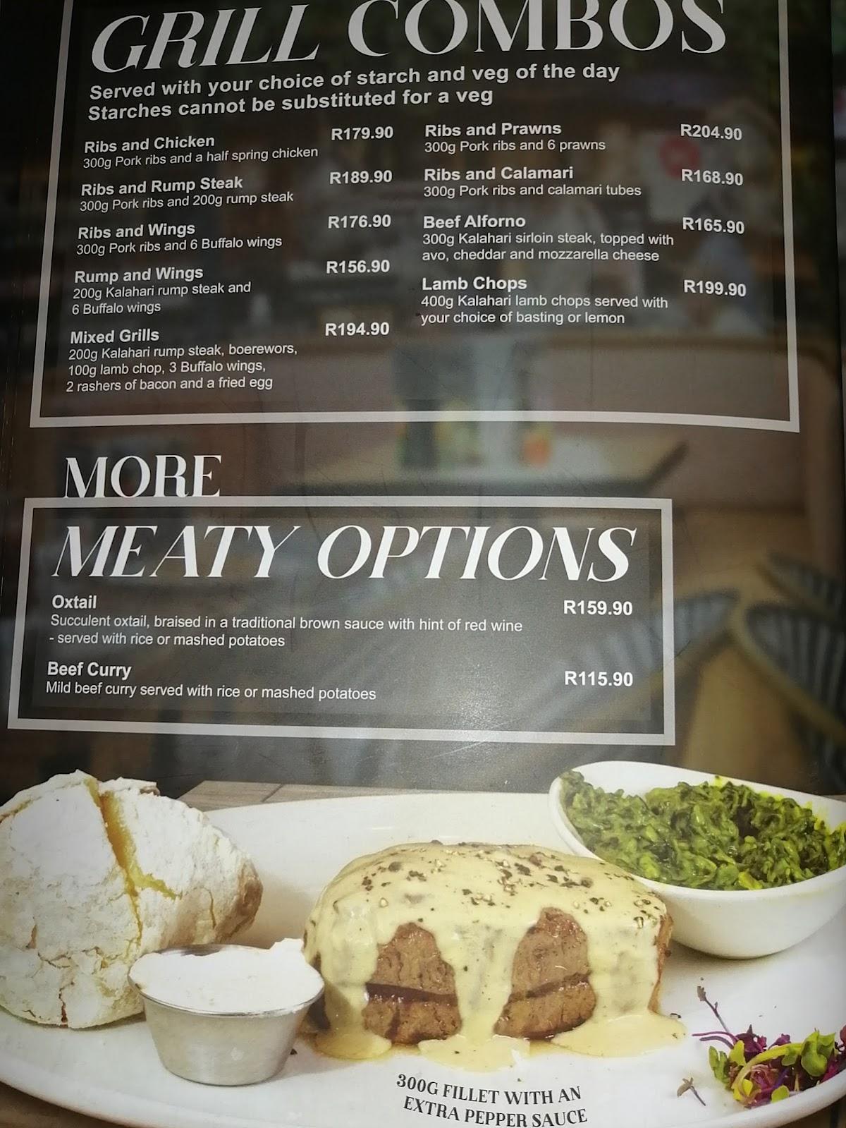 Menu at Parrots clearwater restaurant, Roodepoort