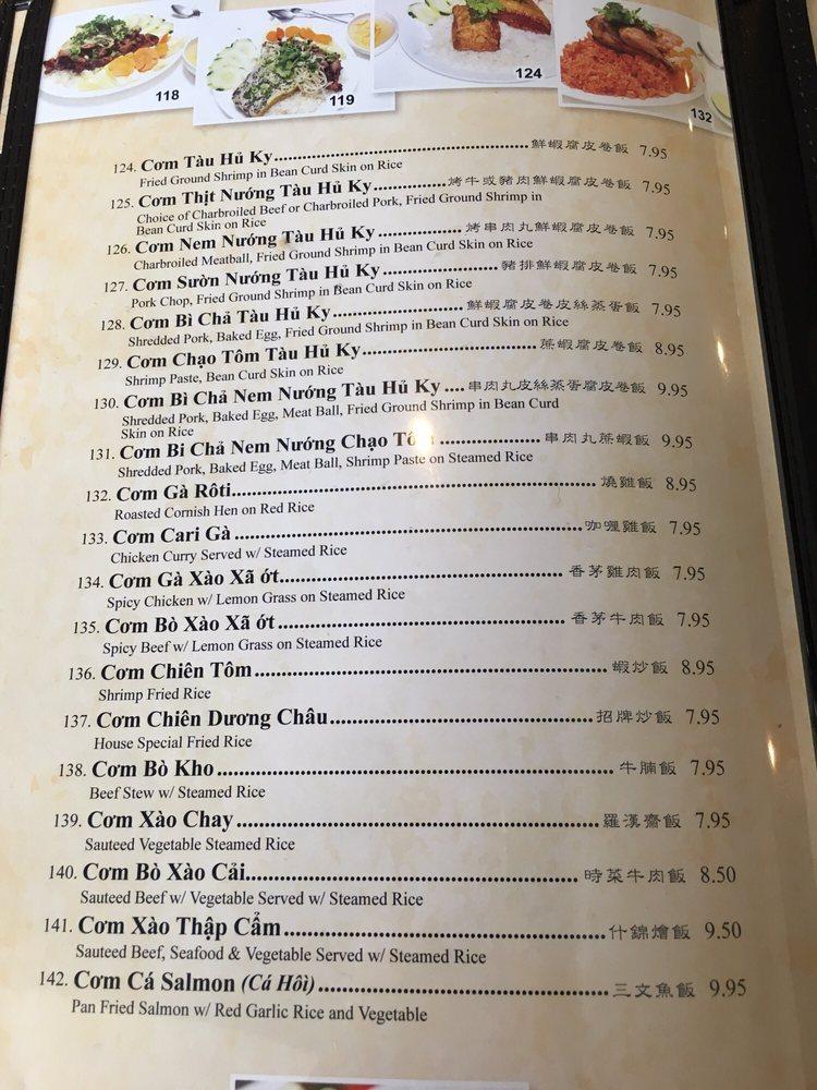 Menu at Saigon Eden restaurant, Alhambra