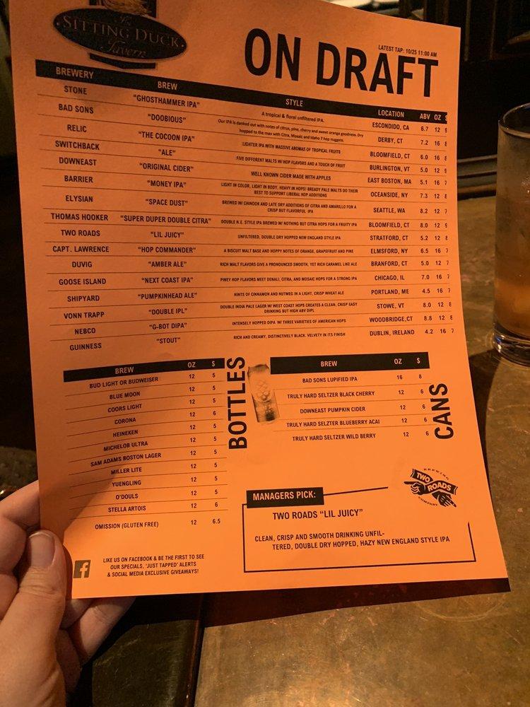 Menu at Sitting Duck Tavern pub & bar, Trumbull