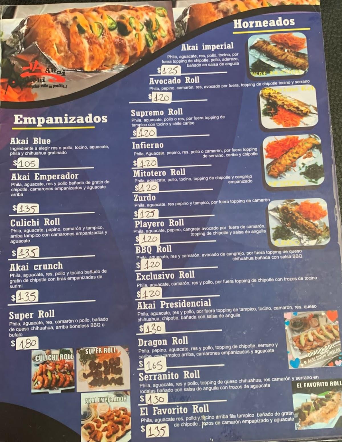 Carta del restaurante Akai Sushi sinaloa, Culiacán Rosales
