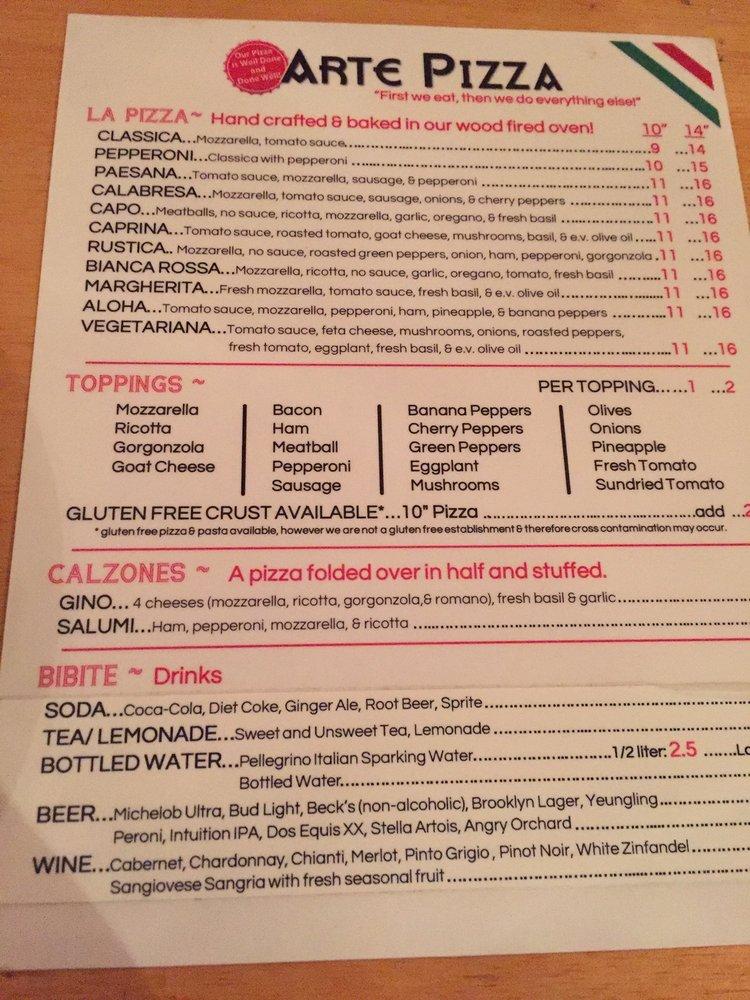 Menu at Arte Pizza pizzeria, Fernandina Beach